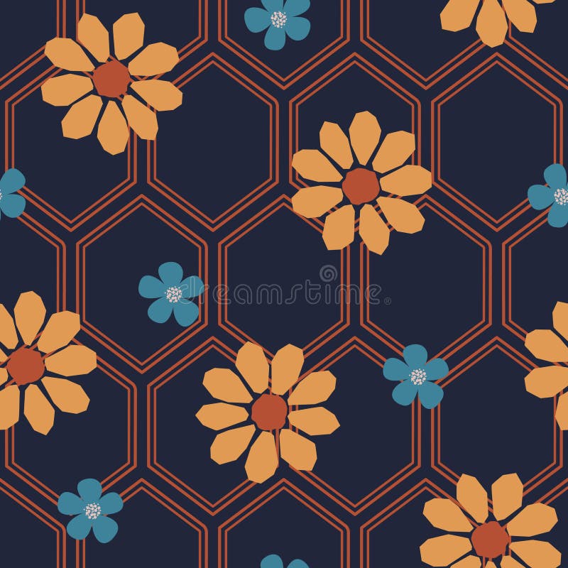 Honeycomb Cells Geometric Lines Seamless Vector Pattern. Geometry ...