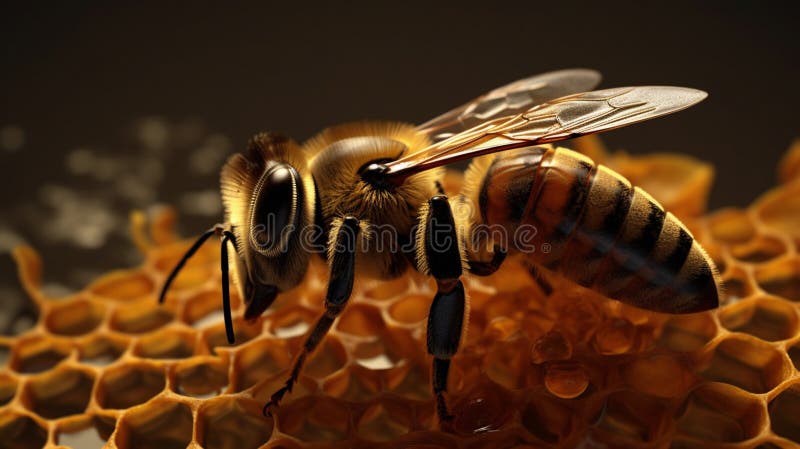 Honeycomb with cyber bee stock illustration. Illustration of nectar ...