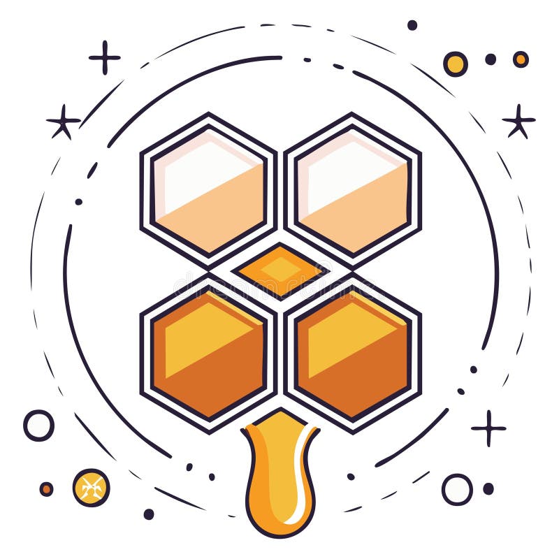 Honeycomb Design, Abstract Beehive Symbol with Dripping Honey ...