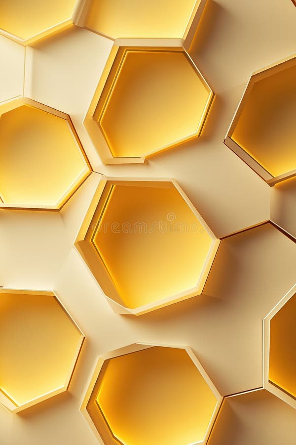Honeycomb Design Featuring Illuminated Hexagonal Patterns in Warm Tones ...
