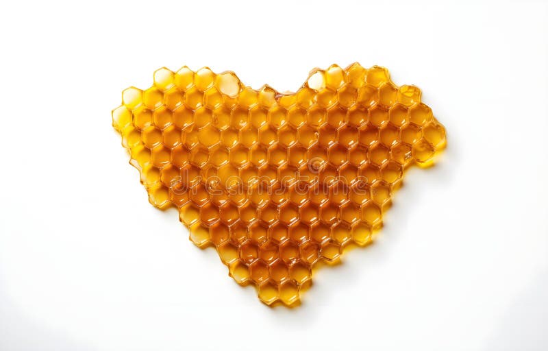 Honeycomb Heart Shape with Liquid Honey on White Plate Isolated on ...
