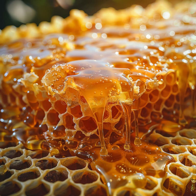 A Honeycomb with Honey Dripping from it. Stock Image - Image of apiary ...