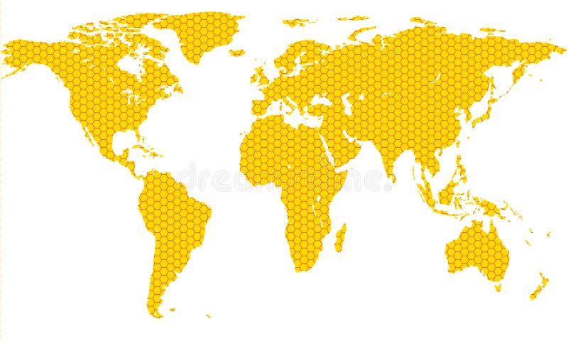World Map Vector Illustration, Honeycomb Pattern Stock Vector ...
