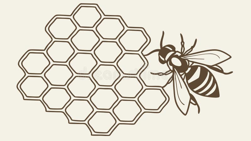 Honeycomb Pattern with Bee Scientific Structure Apiary Bee Colony Hexagon Array, Vector Design ...