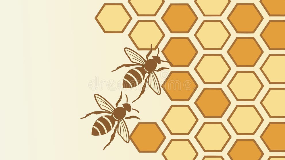 Honeycomb Pattern with Bees Scientific Structure Apiary Bee Colony Hexagon Array, Vector Design ...