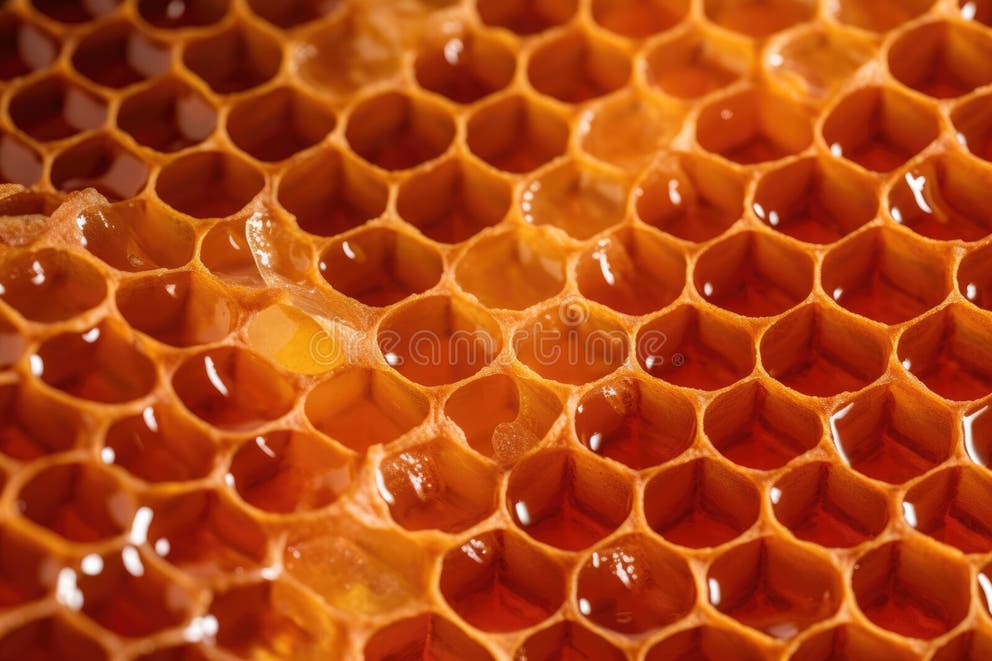 Honeycomb Pattern Close-up with Honey Glaze Stock Illustration - Illustration of glaze ...