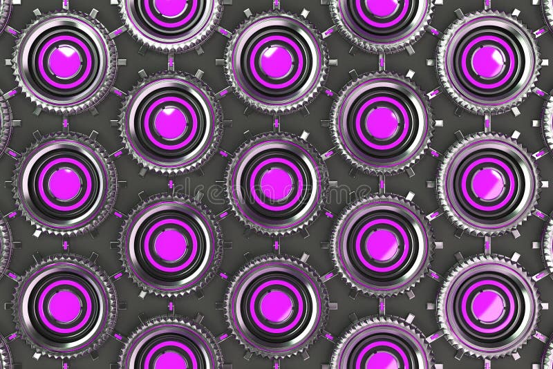 Honeycomb Pattern of Concentric Metal Shapes with Violet Elements Stock ...