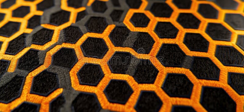 Honeycomb Pattern Design in Vibrant Orange and Black Colors, Showcasing ...