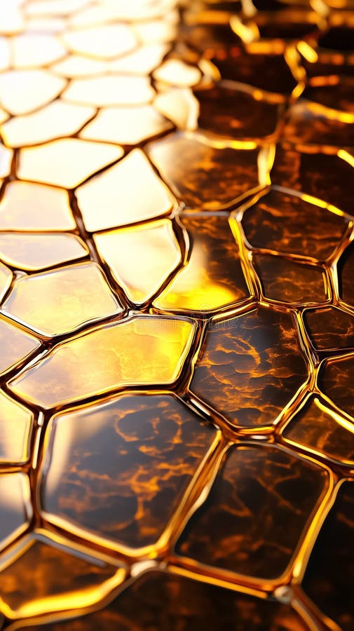 Honeycomb Pattern with Golden Tones Creates a Shiny Reflective Surface ...