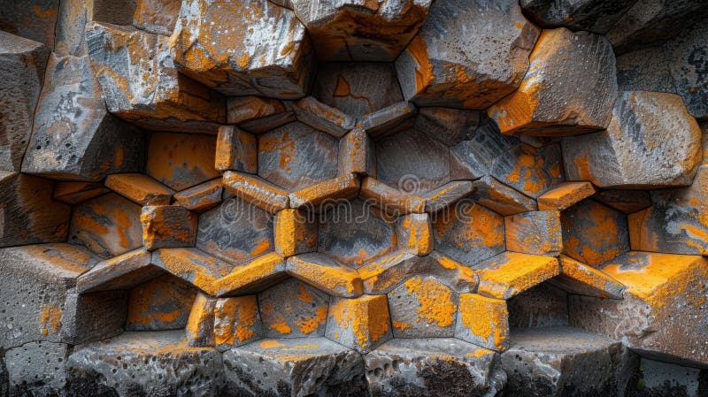 Honeycomb Pattern of Weathered Basalt Rock Formations Stock ...