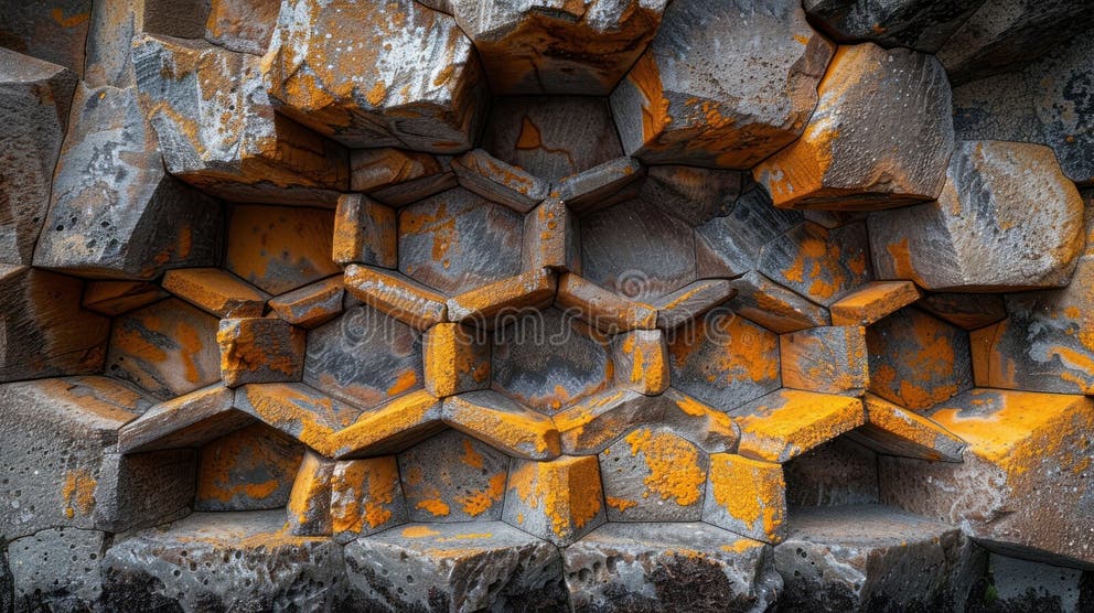 Honeycomb Pattern of Weathered Basalt Rock Formations Stock ...