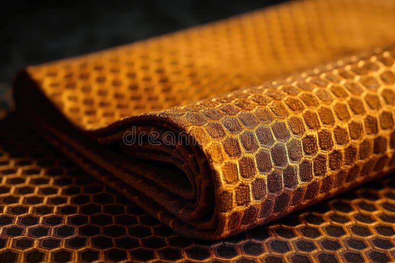Honeycomb Patterned Fabric in Rich Amber Color. Generative AI Stock ...