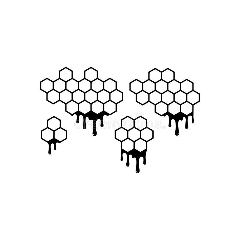 Honeycomb Patterns with Dripping Honey Effect. Vector Icon Stock ...