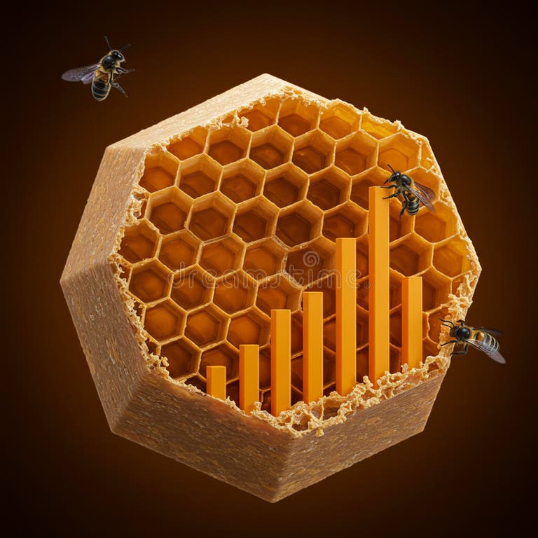 A Honeycomb Structure with Hexagonal Cells Features Several Amber-colored Bars Stock ...