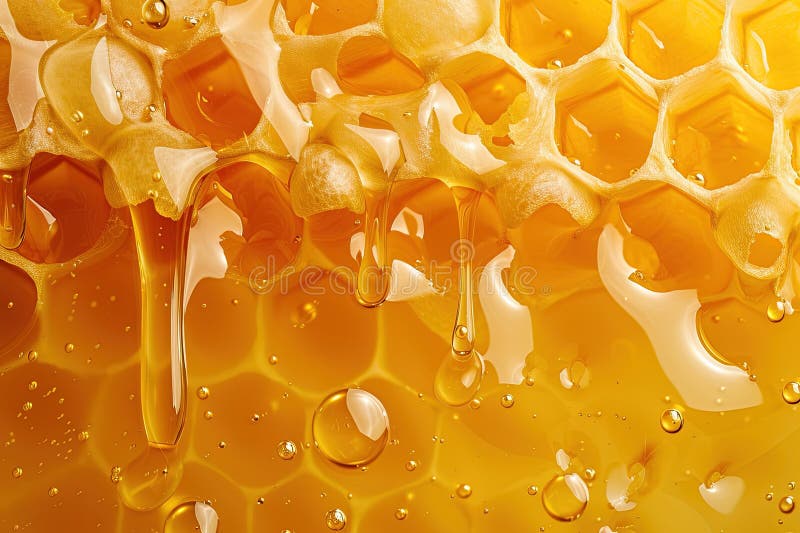 Honeycomb Texture Background with Dripping Honey. Generative AI Stock ...