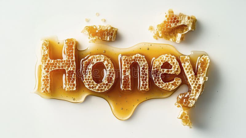 Honeycomb Typography: Creative Word Design with Dripping Fresh Honey ...