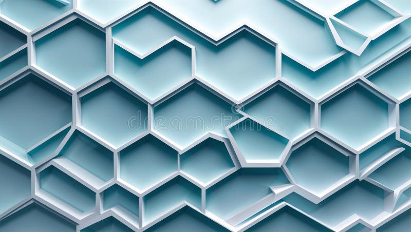 Honeycomb Wall Pattern in Glossy Ice Blue Tones Stock Illustration ...