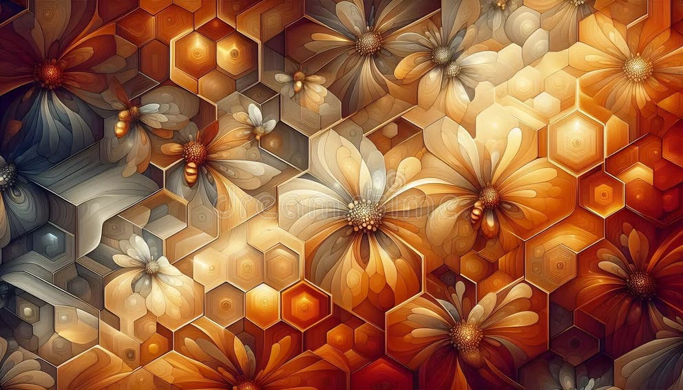 A Honeycomb Wax Wallpaper, Ai Generated Image Stock Illustration ...