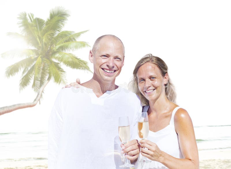 Honeymoon Couple Summer Beach Dating Concept Stock Photo - Image of ...