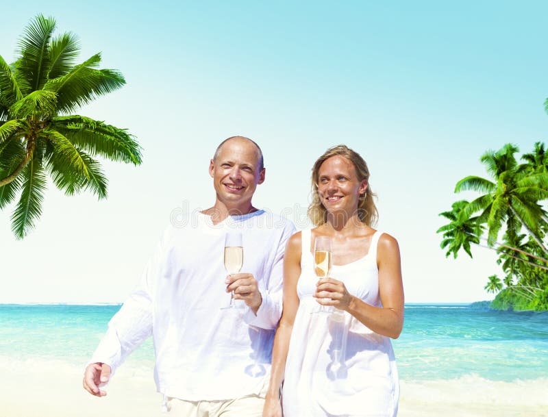 Honeymoon Couple Summer Beach Dating Concept Stock Photo - Image of ...