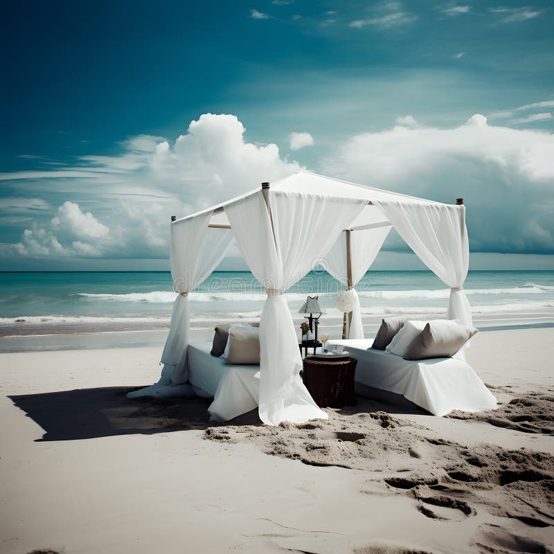 Honeymoon Romance Luxury Beach Relaxation High Contrast Generative AI ...