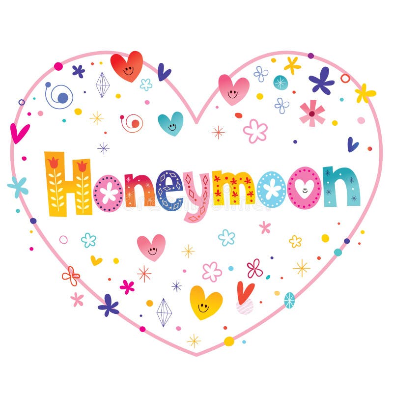 Honeymoon Unique Decorative Lettering Stock Vector - Illustration of ...