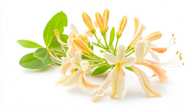 Honeysuckle Flower on White Background - Stunning Isolated Botanical ...