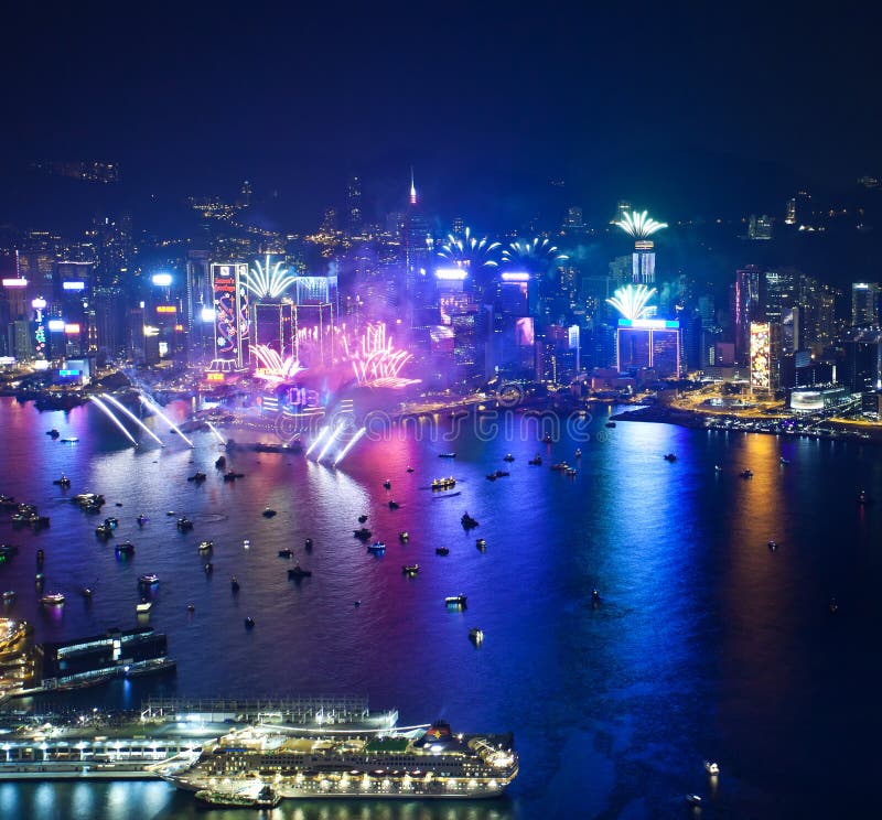 Countdown Fireworks Show in Hong Kong Editorial Photo - Image of ...