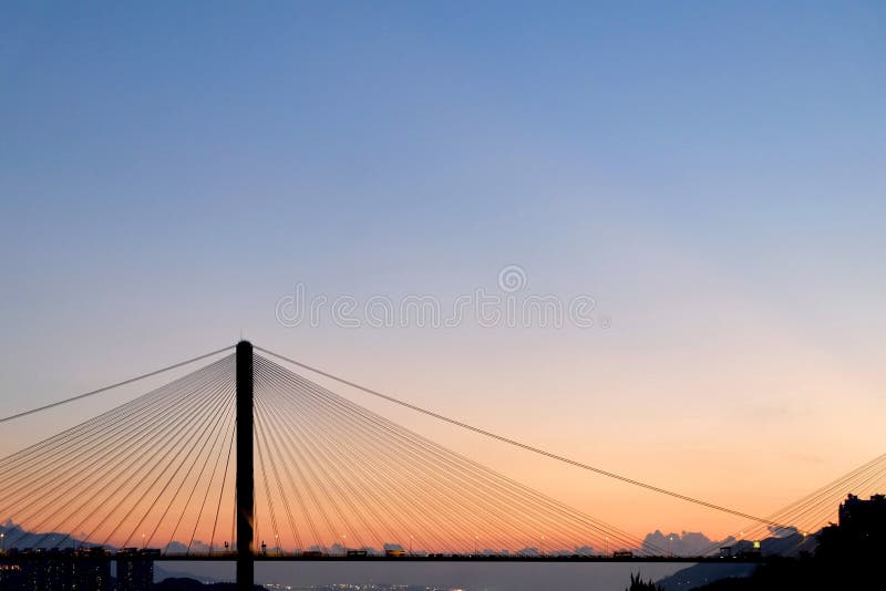 Hong Kong Bridge and Gradient Sky Stock Photo - Image of famous ...