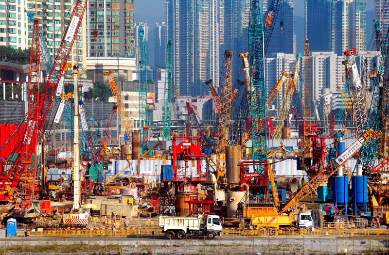 Hong Kong Building Construction Editorial Photography - Image of cranes ...