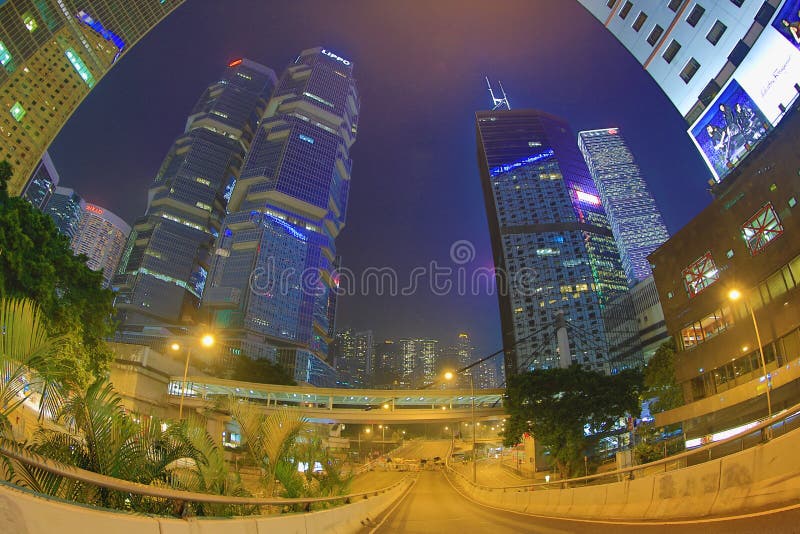 Hong Kong Central at night editorial photography. Image of metropolitan ...