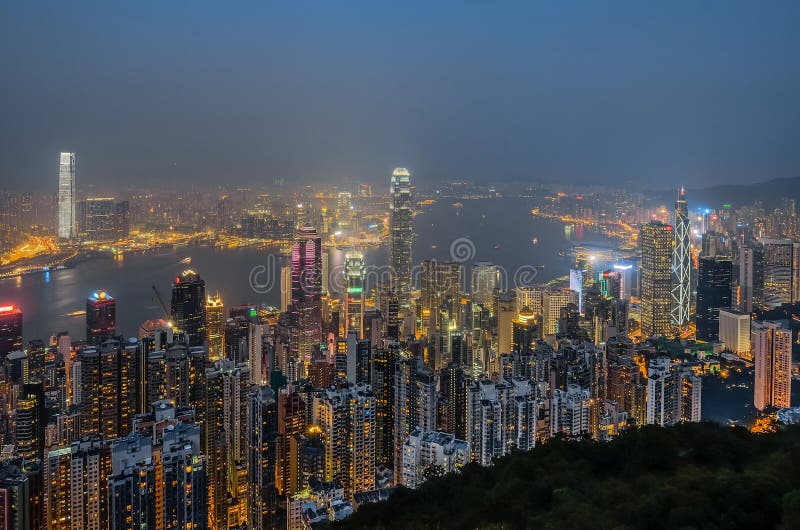 Hong Kong City View at Night Stock Photo - Image of kong, buildings ...