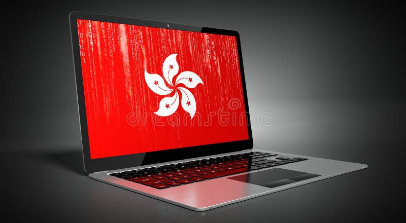 Hong Kong - Country Flag and Binary Code on Laptop Screen Stock ...