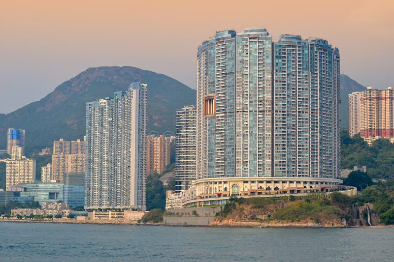 Hong Kong Crowded Building Seen from the Sea Stock Photo - Image of ...