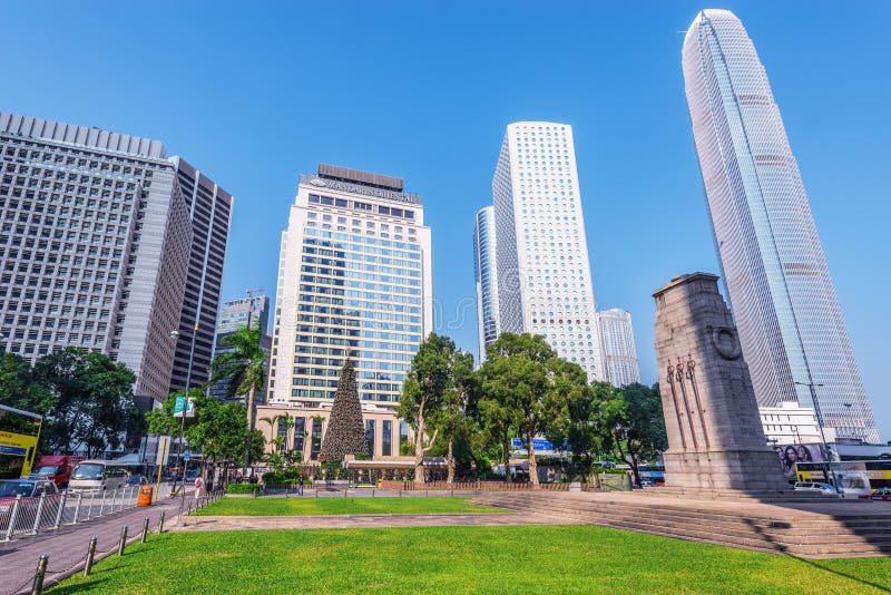 Morning View of Statue Square. Hong Kong Editorial Stock Image - Image ...
