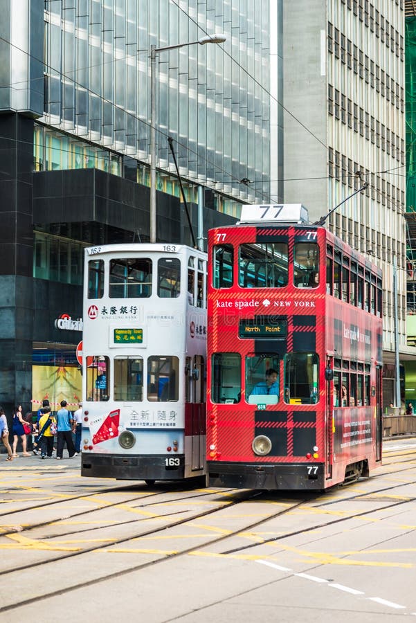 Hong Kong Double-decker Tram in Central Editorial Stock Image - Image ...
