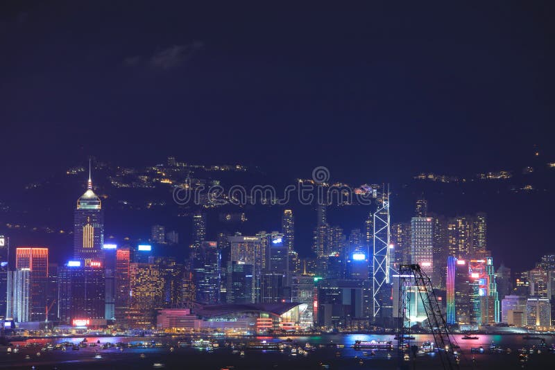 Hong Kong Famous Night View Editorial Photography - Image of plaza ...