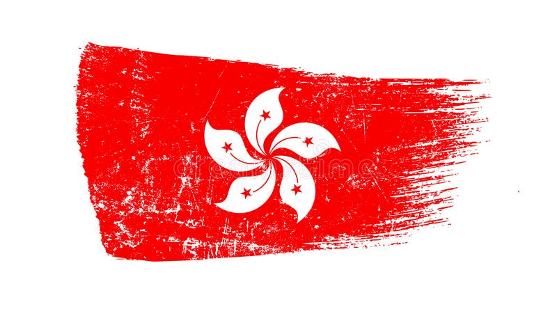 Hong Kong Flag Designed in Brush Strokes and Grunge Texture Stock ...