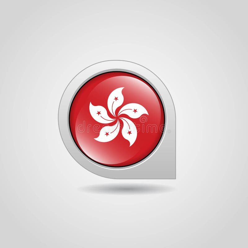 Hong Kong Flag Map Pin stock vector. Illustration of wind - 145234315