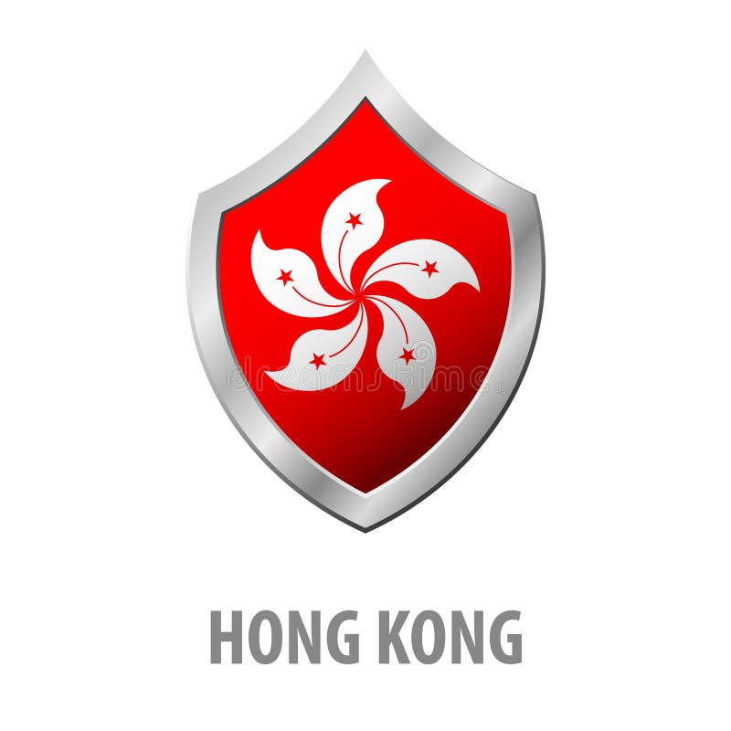 Hong Kong Flag on Metal Shiny Shield Illustration. Stock Illustration ...