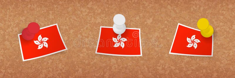 Hong Kong Flag Pinned in Cork Board, Three Versions of Hong Kong Flag ...
