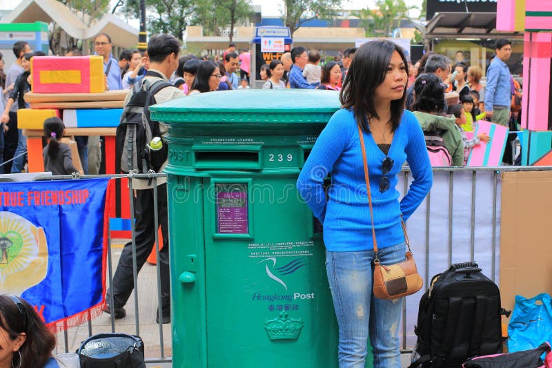 Hong kong green post box editorial stock photo. Image of outdoors ...