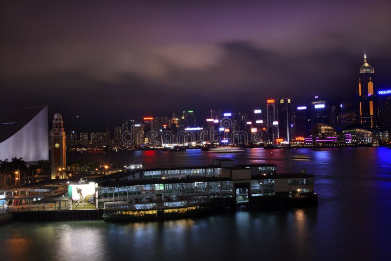 Hong Kong Harbor Clock Tower Night Star Ferry Editorial Stock Photo ...