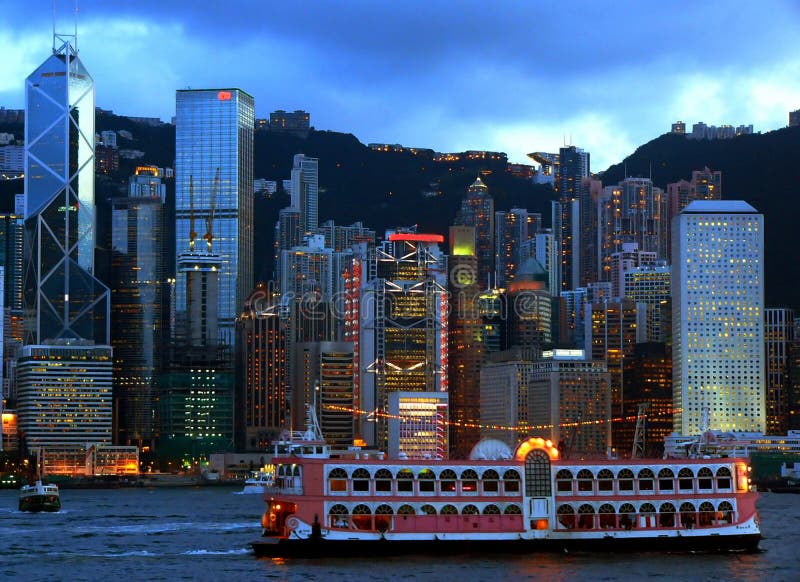 Hong Kong Harbor View stock photo. Image of harbor, night - 8910198