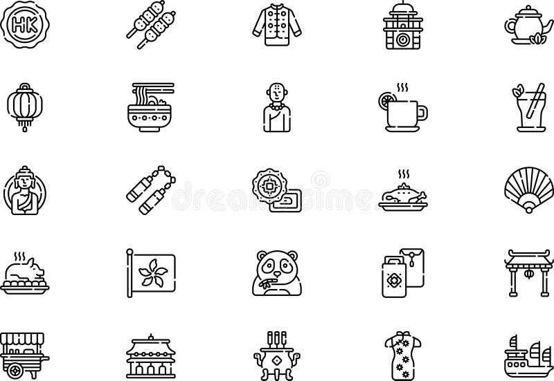 Hong Kong Icons Collection is a Vector Illustration with Editable ...