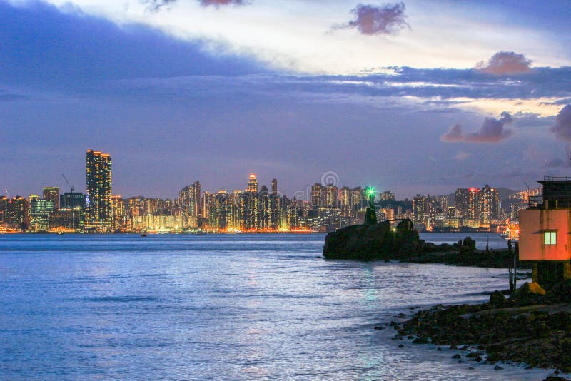 The Hong Kong Lei Yue Mun at Sunset Stock Image - Image of coastline ...