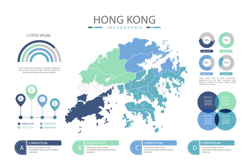 Hong Kong Map Infographics Vector Illustration. Stock Vector ...