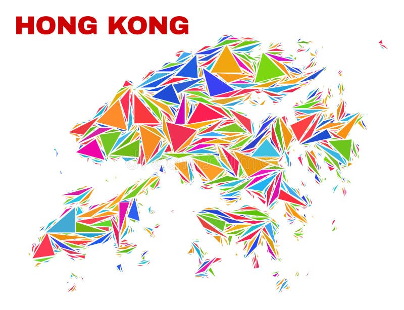 Hong Kong Map - Mosaic Of Color Triangles Stock Vector - Illustration ...