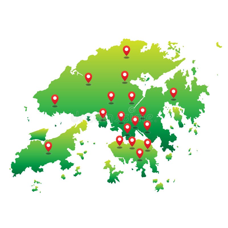 Hong Kong Map with State Location Stock Vector - Illustration of ...