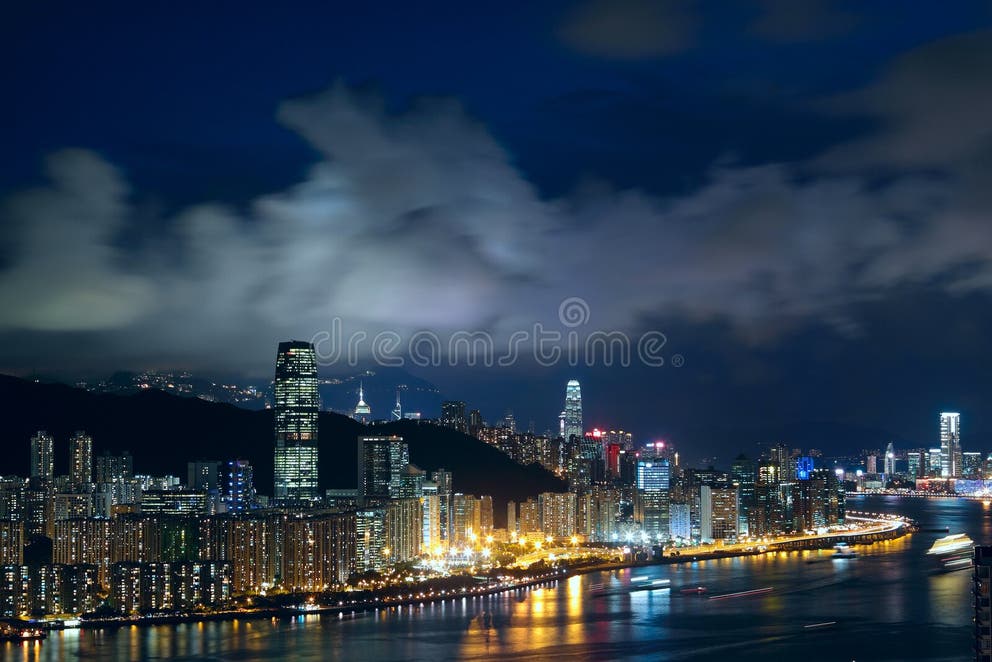 Hong kong night stock photo. Image of architecture, light - 22944256